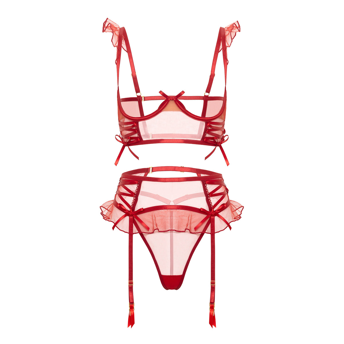 Oh La La Cheri Darcy Open Cup Bra Set in Red - Style #40-12113 ...